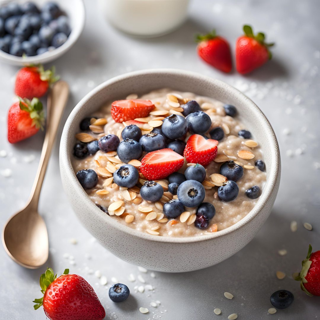 Avena con Leche de Almendras, Fresas y Arándanos – Transform by Paula