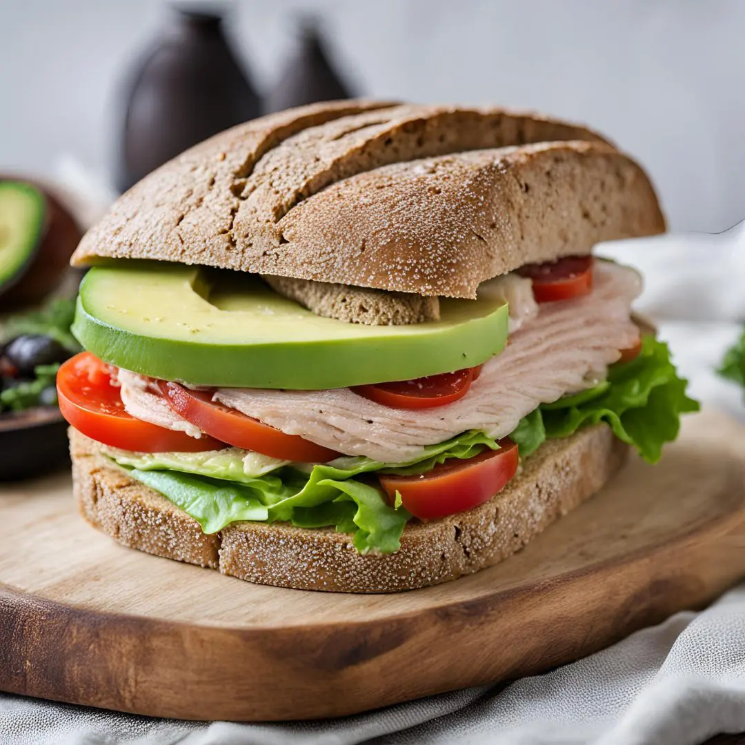 Pan integral con Pechuga de Pavo, Lechuga, Tomate y Aguacate ...
